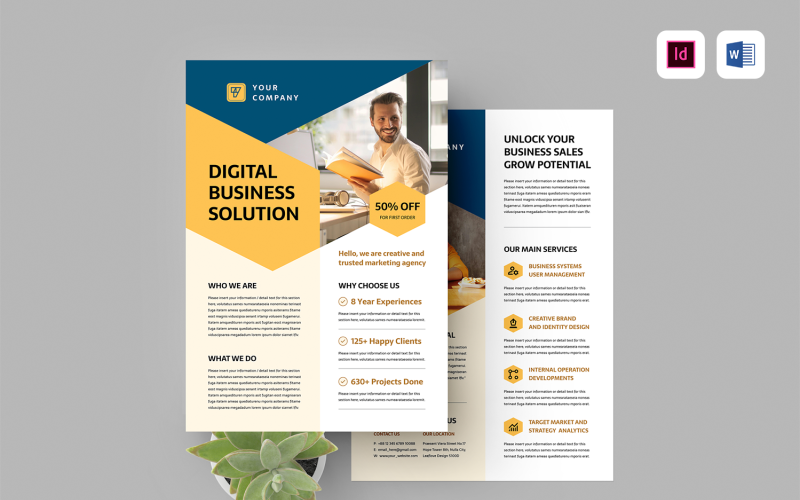 Plantilla de volante empresarial | Microsoft Word y Adobe InDesign