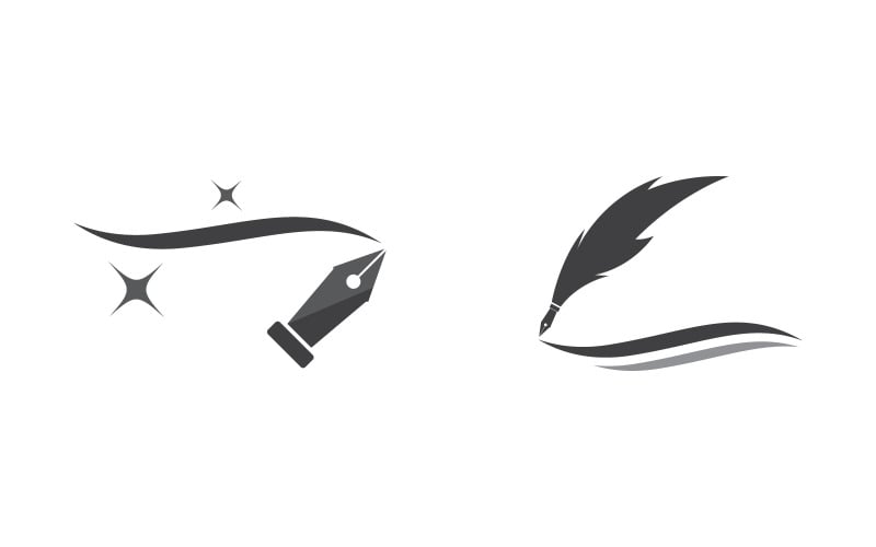 Pen feather writer logo illustration template design v.10