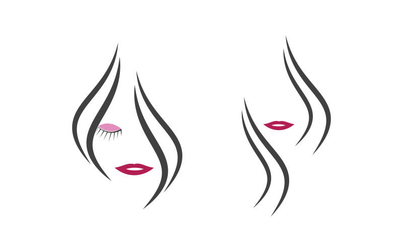 Beautiful Woman hair face character logo illustration v.18
