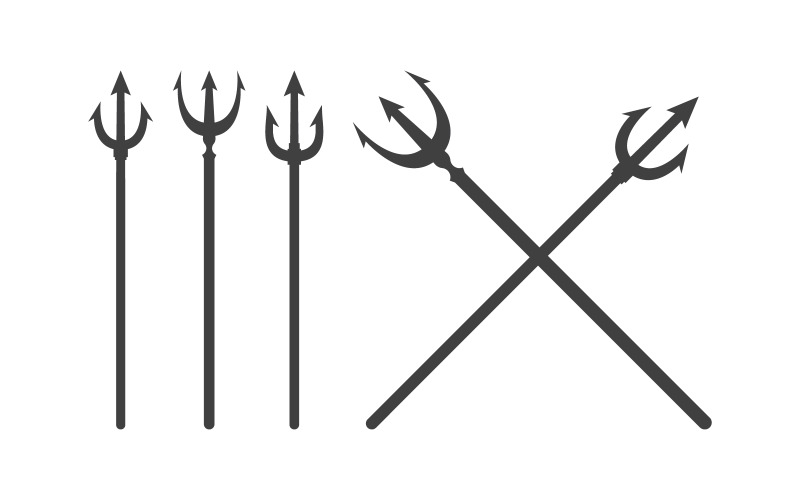 Modèle de logo d'icône d'illustration vectorielle d'armure de trident vv.24
