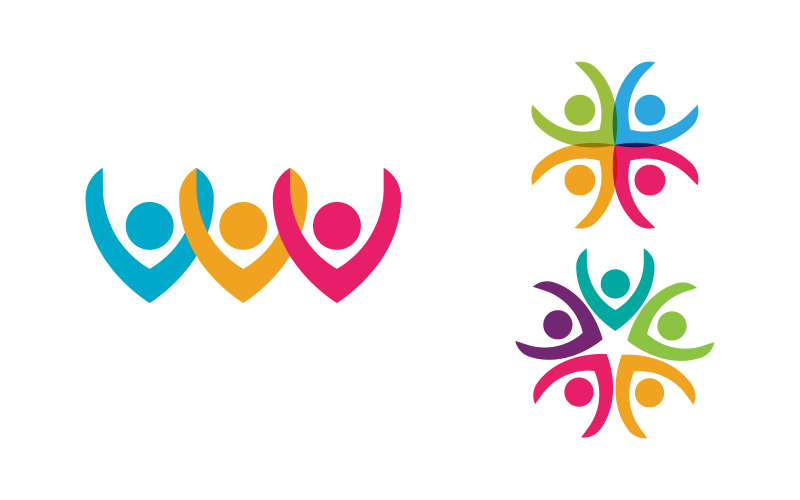 Human care group network and social logo design v.82