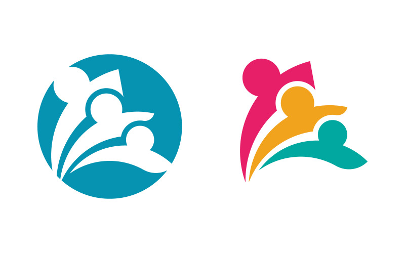 Human care group network and social logo design v.83