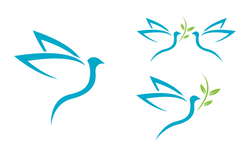 Bird dove icon logo design vector illustration template v.17
