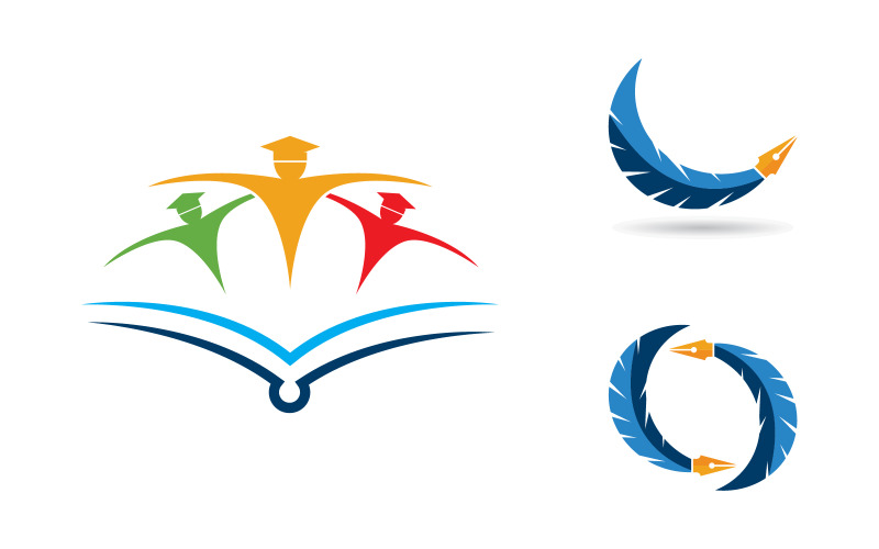 Kalem tüy yazar logo illüstrasyon şablonu tasarımı v.15