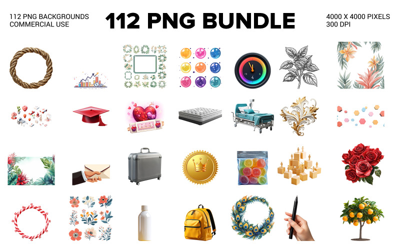 PNG Clipart Bundle 112+ Unique Elements Transparent Background ...