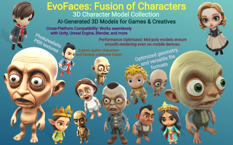 EvoFaces: Fusion of Characters 3D Model - TemplateMonster