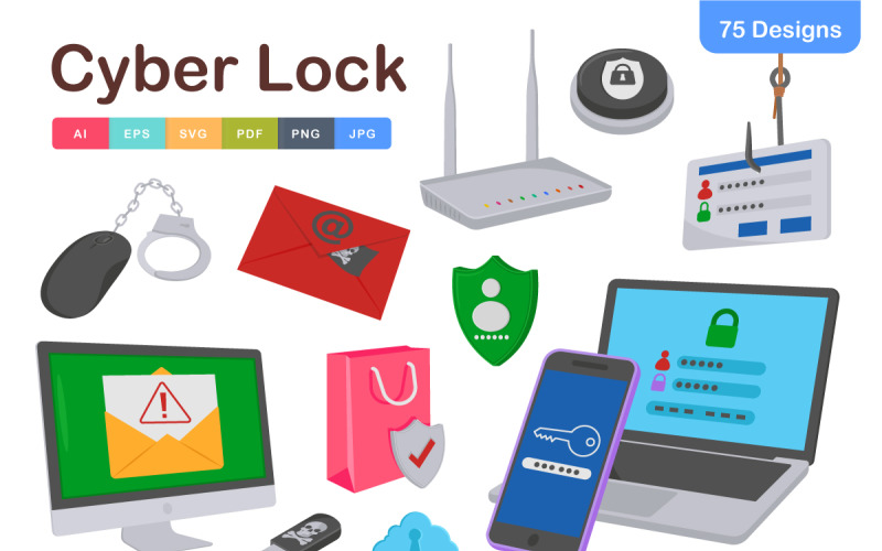 Cyber Lock Icons Pack – Secure Digital Lock Symbols