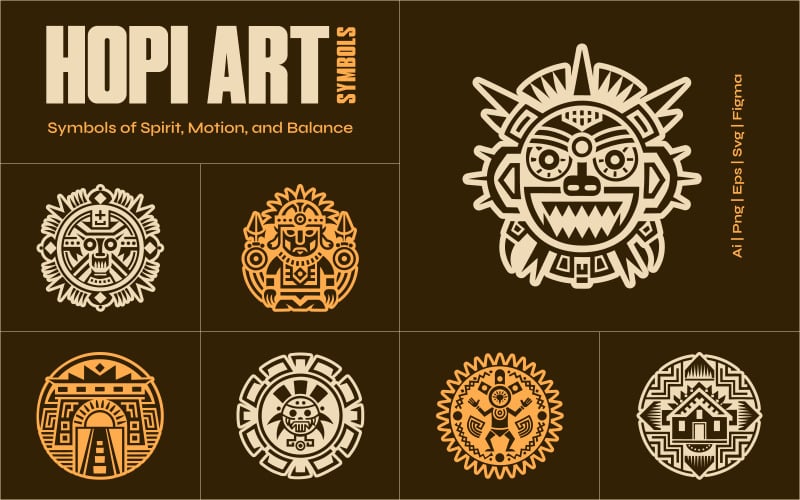 Modern Hopi Art and Symbols Set #517743 - TemplateMonster