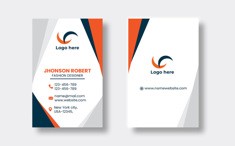 Typical layout for a modern vertical business card