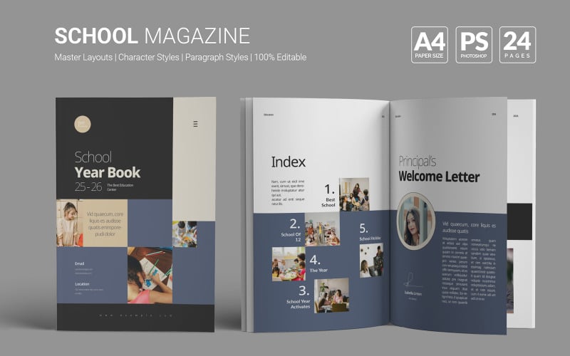 School Magazine Template_Photoshop CC - TemplateMonster