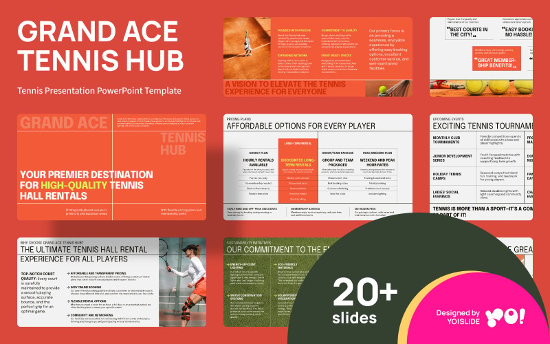 GRAND ACE Tennis Präsentation PowerPoint-Vorlage