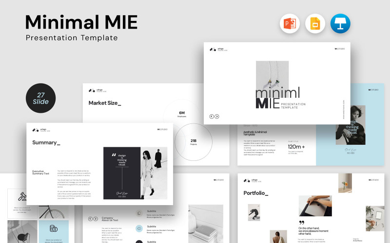 Modèle PowerPoint gratuit minimaliste MIE - TemplateMonster