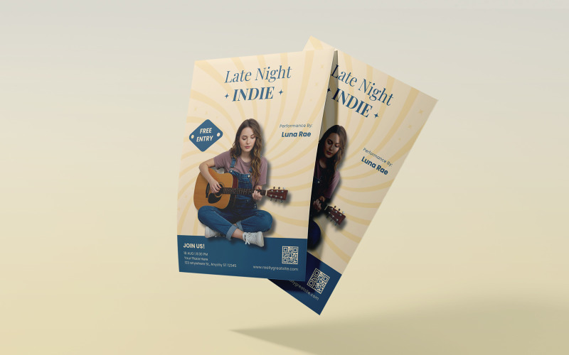 Late Night Indie Chill Music Flyer Template - TemplateMonster