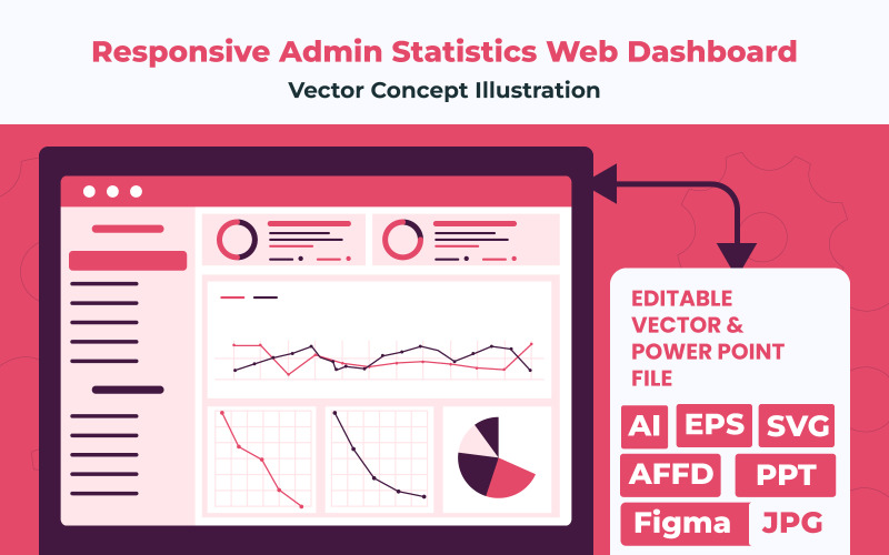 Responsive Admin Statistics Wireframe Web Dashboard