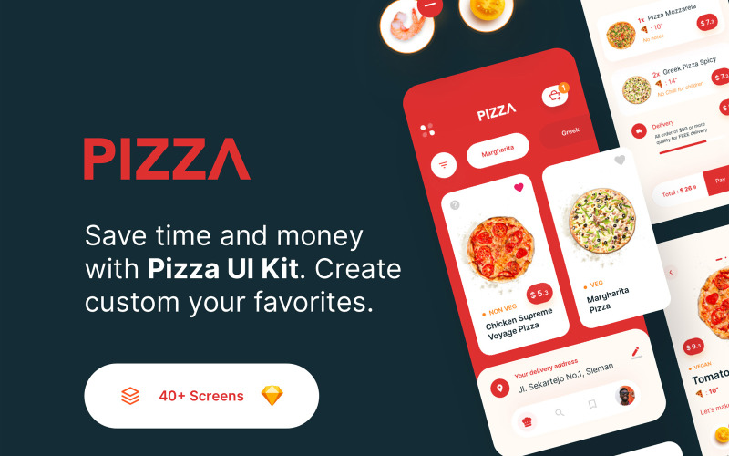 PIZZA App UI Kit With Sketch #519867 - TemplateMonster