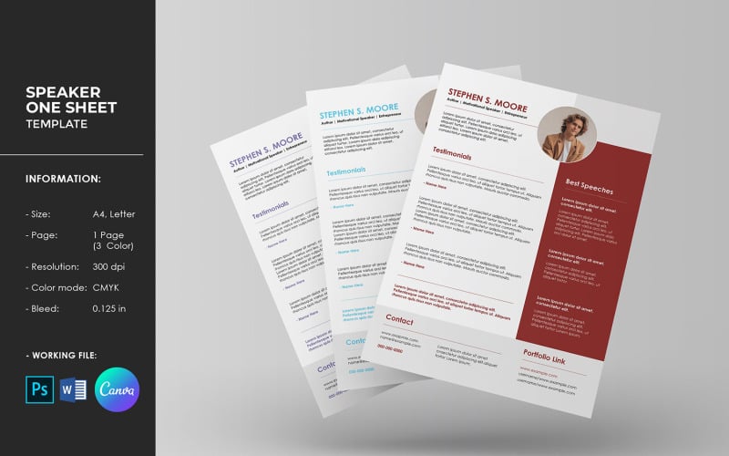 Customizable Speaker One Sheet Template - TemplateMonster