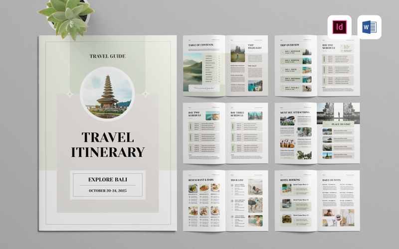 Travel Itinerary Book Template #520216 - TemplateMonster