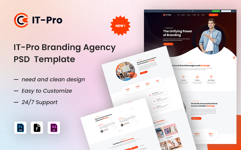 IT - PRO Branding Agency PSD Template - TemplateMonster
