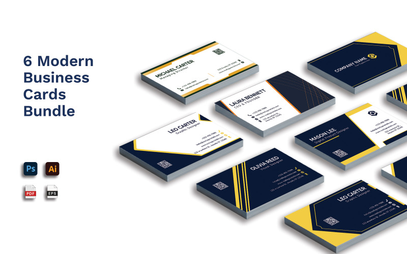Modern Business Cards Bundle #520584 - TemplateMonster