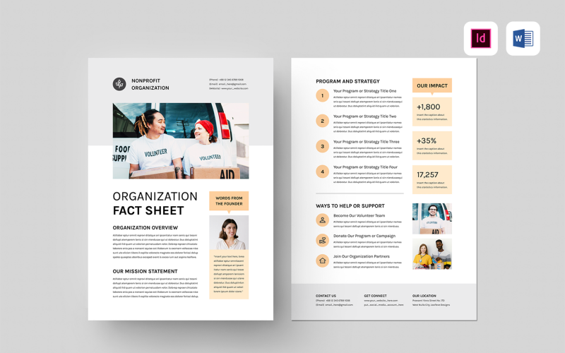 Nonprofit Organization Fact Sheet #520812 - TemplateMonster