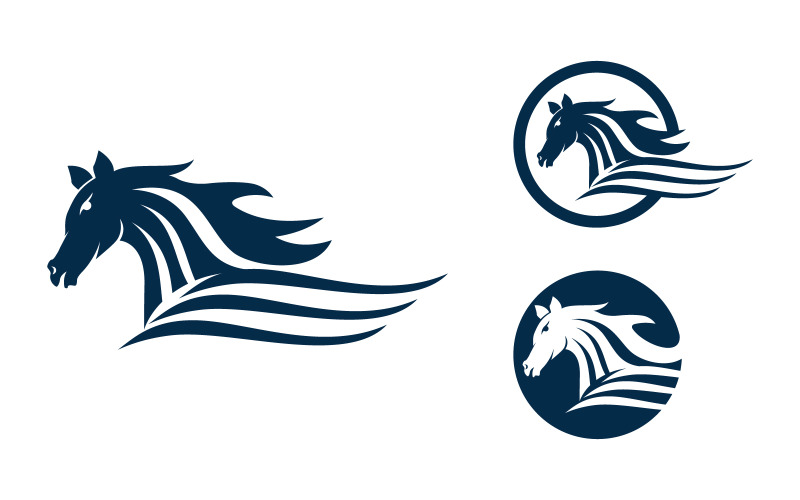 Modèle d'illustration de conception d'icône de logo de cheval fort v.3