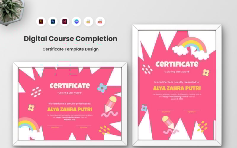 Digital eLearning Completion Certificate - TemplateMonster