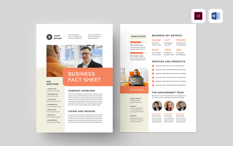 Business Fact Sheet | Microsoft Word & Adobe Indesign