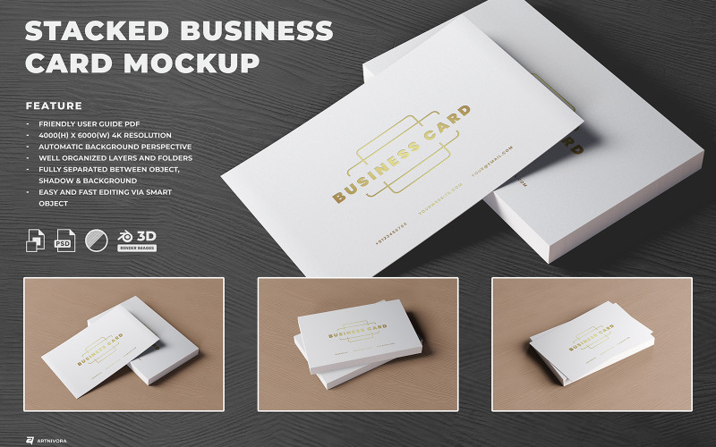 Stacked Business Card Mockup #522610 - TemplateMonster