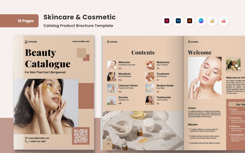 Elegant Cosmetic Product Catalog Brochure - TemplateMonster