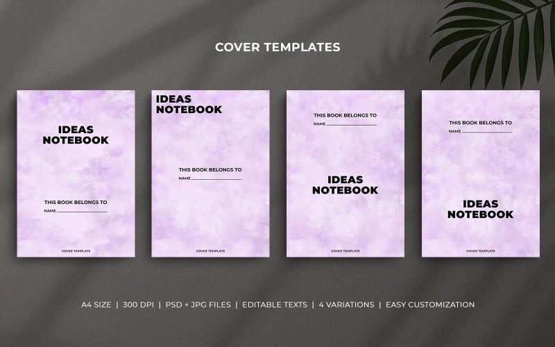 Editable Notebook Cover Template – Minimal Pastel Violet Watercolor ...