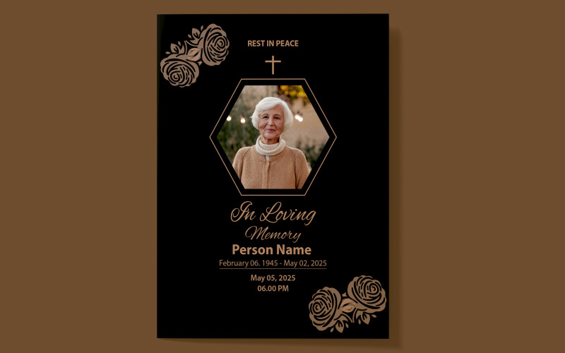 Elegant Funeral Memorial Card #523004 - TemplateMonster
