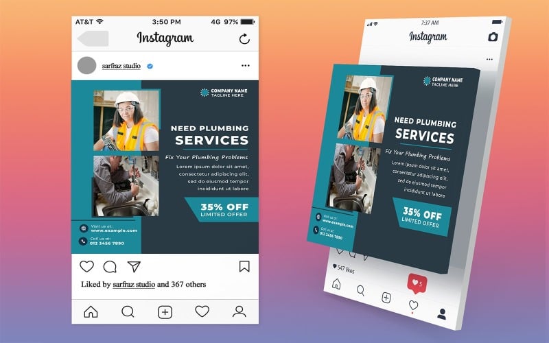 Clean Plumbing Repair Social Media Post PSD Template | Fully Layered ...