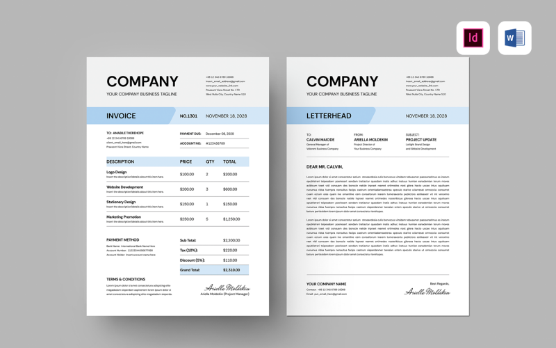 Invoice & Letterhead Template #523873 - TemplateMonster