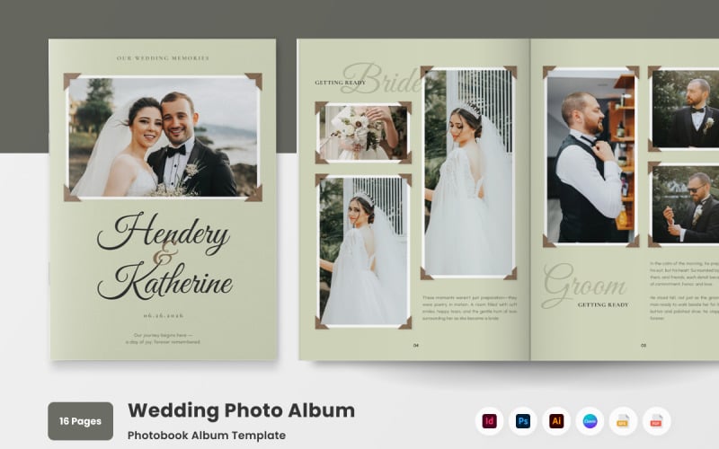 Elegant Romantic Wedding Photo Album Layout - TemplateMonster