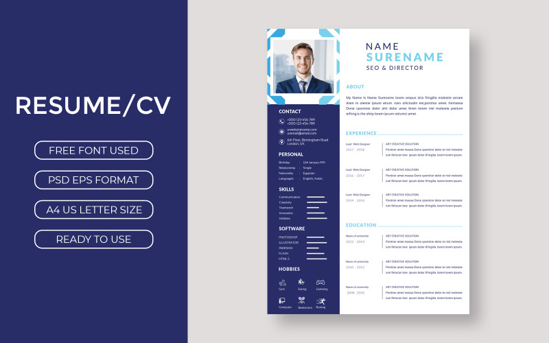 Modern resume cv template #524846 - TemplateMonster