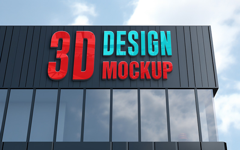 Building Sign Logo Mockup PSD – Realistic Exterior Branding Display ...