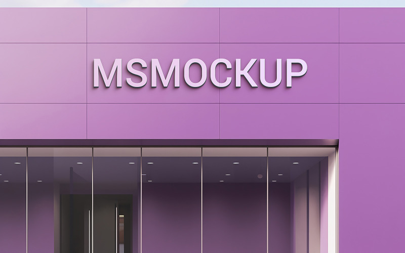 Facade Sign Mockup PSD Outdoor Store Logo Presentation 3D Storefront ...