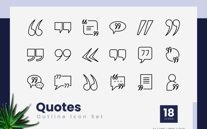 Quotes Outline Black Icon Set #526061 - TemplateMonster