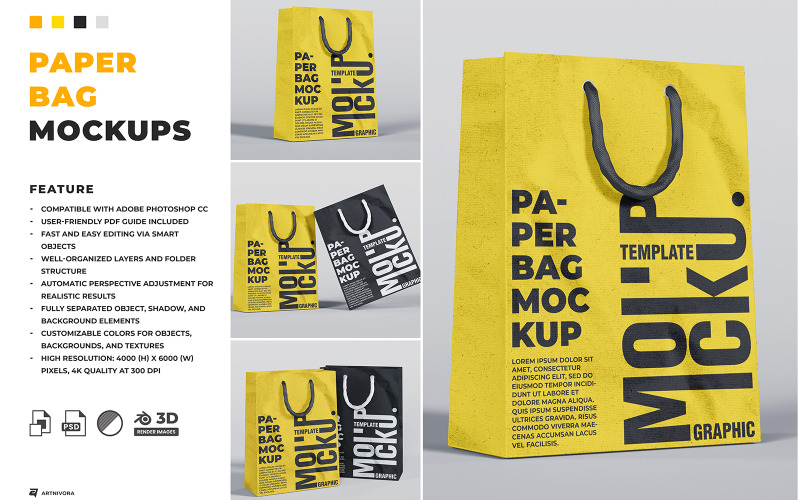 Paper Bag Mockup Design Template #526191 - TemplateMonster