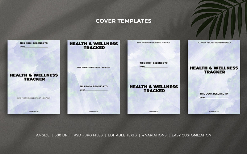 Health and Wellness Tracker Cover Templates in Pastel Brush Design for ...