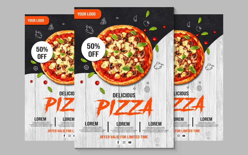 Lezzetli Pizza Restoranı Broşürü #526550 - TemplateMonster