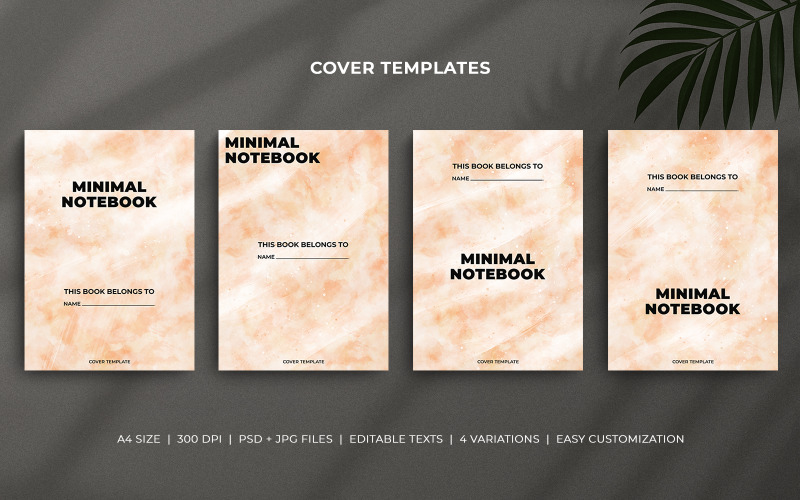 Plantillas minimalistas de portadas para cuadernos A4 con diseño de ...