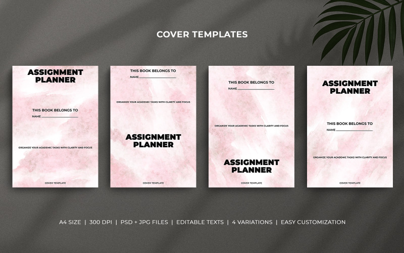 Assignment Planner Cover Template – Editable A4 Design for Students ...