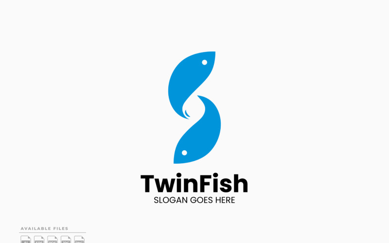 Diseño vectorial de plantilla de logotipo de Twin Fish