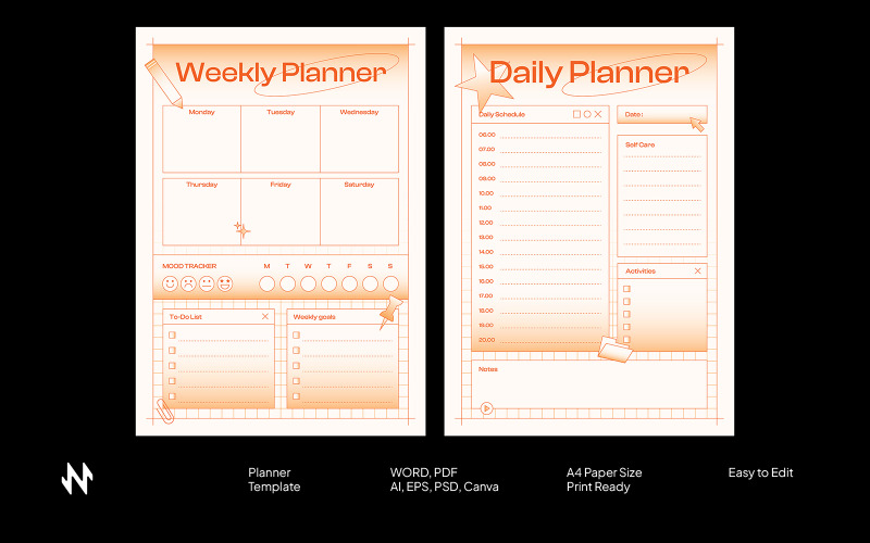 Orange Daily And Weekly Planner #527115 - TemplateMonster