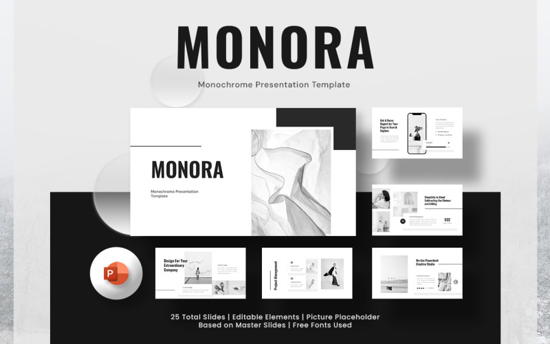 Monora - Modèle PowerPoint monochrome - TemplateMonster