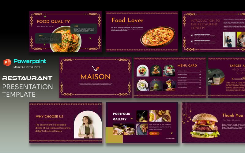 Maison Restaurant PowerPoint Presentation - TemplateMonster