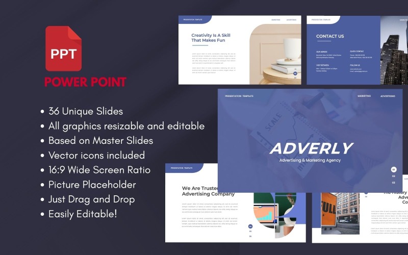 ADVERLY Advertising & marketing Agency PowerPoint Template