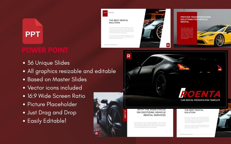 ROENTA Car Rental PowerPoint Template - TemplateMonster