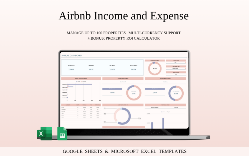 Airbnb Income and Expense Spreadsheet for Hosts and Property Managers ...